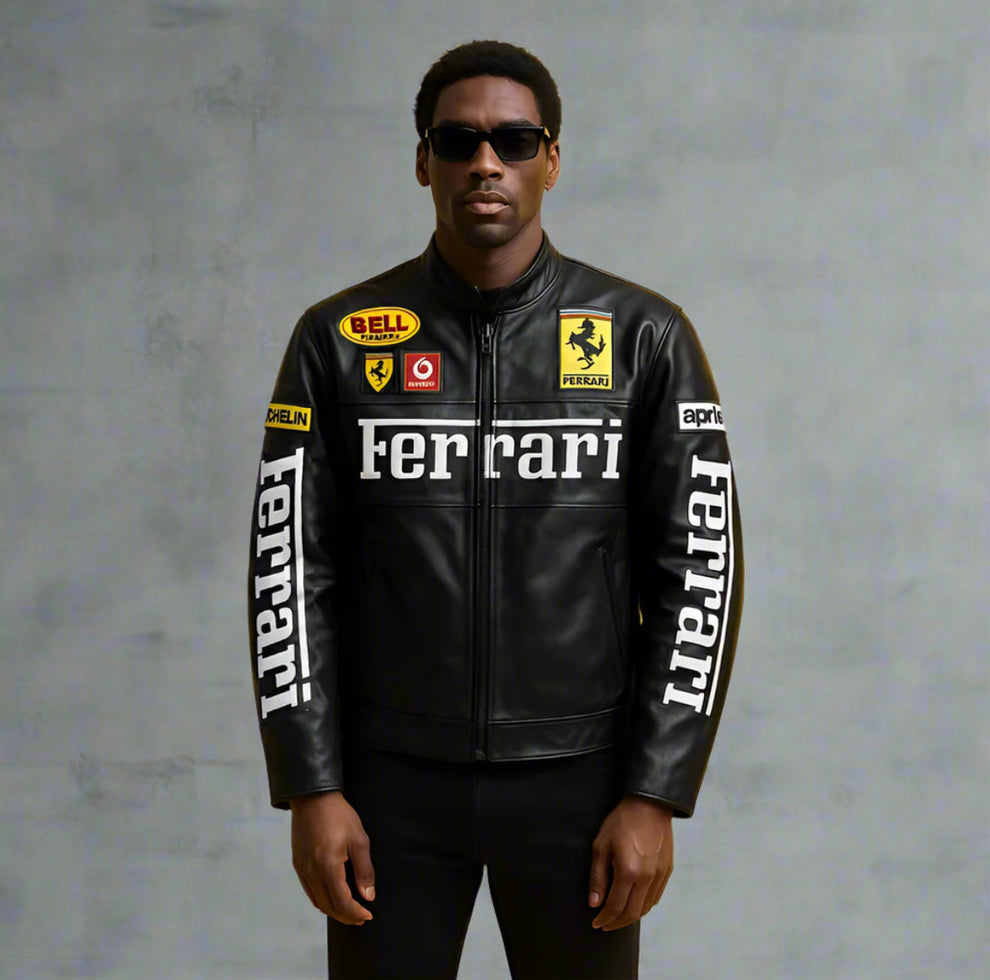 Ferrari Black Moto Jacket | F1 Streetwear | Mercy Wear – Mercy wear