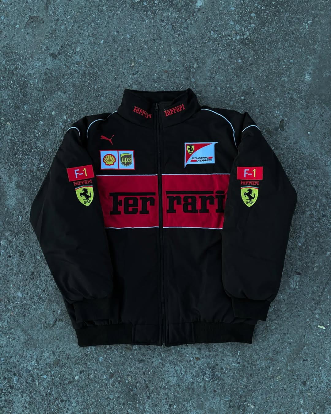 Black Ferrari Embroidery Jacket – Premium Unisex Racing Style – Mercy wear